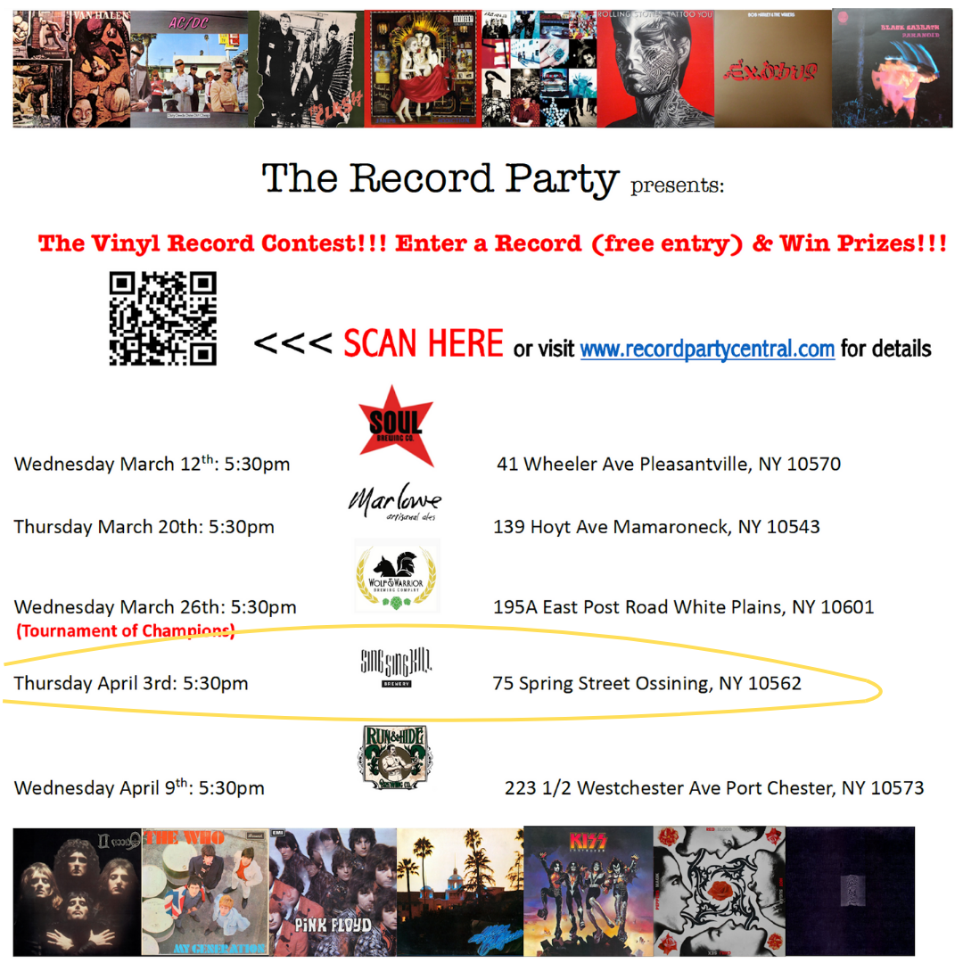 Record Party! Vinyl Contest! - Sing Sing Kill Brewery